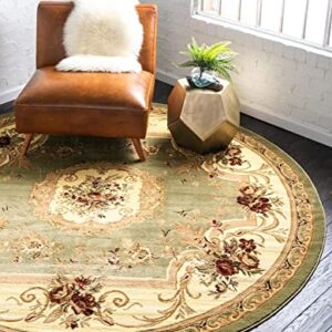 Unique Loom Versailles Collection Area Rug - Henry (3' 1" Round Green/Cream)