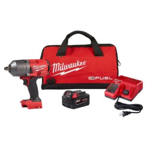 milwaukee 2767-21b m18 fuel 18-volt lithium-ion brushless cordless 1/2 in. impact wrench with one xc5.0 ah battery, m18/m12 multi-voltage charger and contractor bag