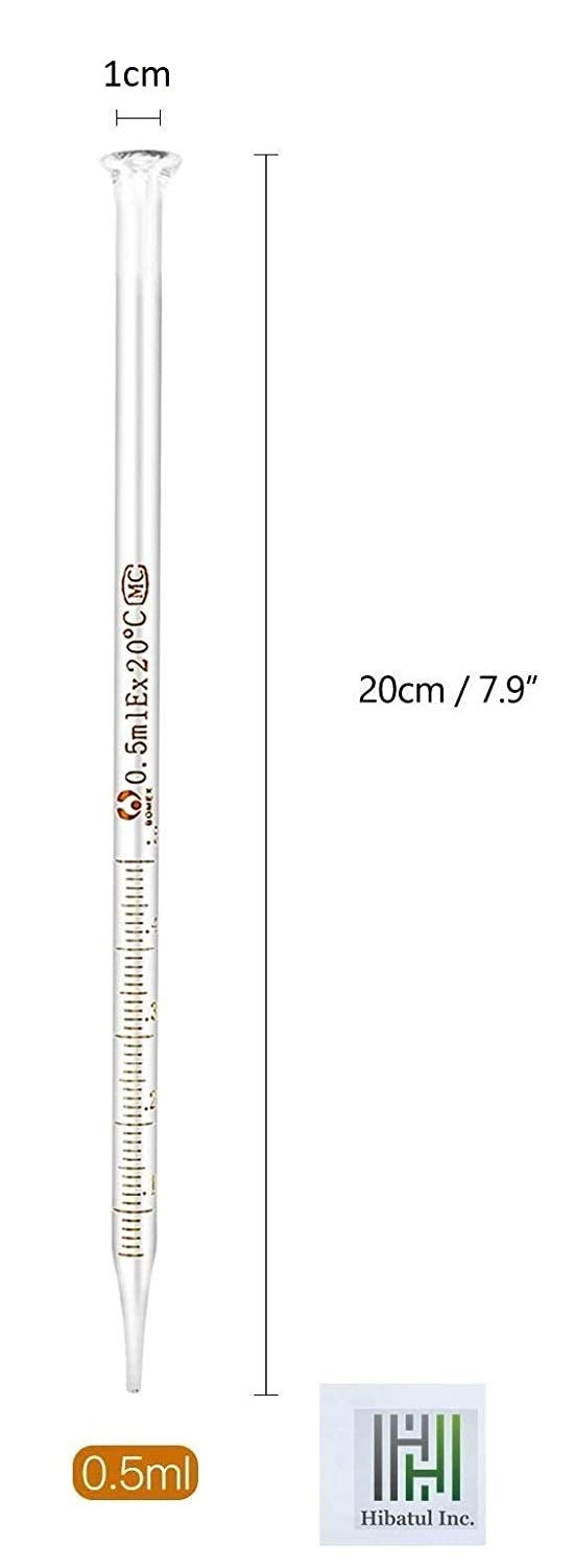 HIBATUL INC Glass Graduated Medicine Dropper Pipettes Lab Dropper Liquid Essential Oil Transfer with Rubber Cap and Scale (0.5ml)