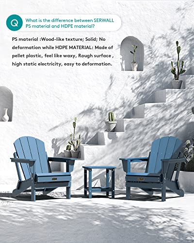 SERWALL Folding Adirondack Chairs Weather Resistant for Outdoor, Patio, Lawn, Garden, Backyard Deck, Fire Pit - Blue