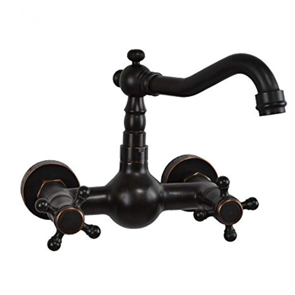 GGStudy Wall Mounted Kitchen Or Bathroom Sink Faucet with 2 Cross Handle Oil Rubbed Bronze