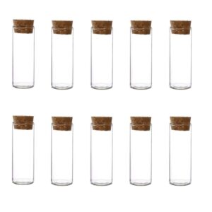 10Pcs 40ml/1.3oz Empty Clear Borosilicate Glass Test Tubes Reagent Bottle with Cork Stoppers Multipurpose Refillable Vial Jars Holder for Foods Cosmetic Candy Tea Pill Powder Liquid Dispenser