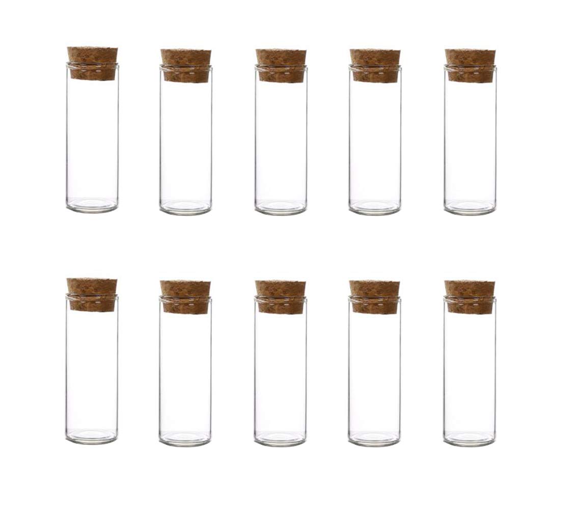 10Pcs 40ml/1.3oz Empty Clear Borosilicate Glass Test Tubes Reagent Bottle with Cork Stoppers Multipurpose Refillable Vial Jars Holder for Foods Cosmetic Candy Tea Pill Powder Liquid Dispenser