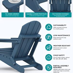 SERWALL Folding Adirondack Chairs Weather Resistant for Outdoor, Patio, Lawn, Garden, Backyard Deck, Fire Pit - Blue