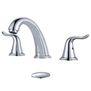 WOWOW Kitchen Faucet with Sprayer and 3 Hole Widespread Bathroom Faucet Chrome Bathroom Sink Faucets 2 Handle Bath Faucet 8 inch