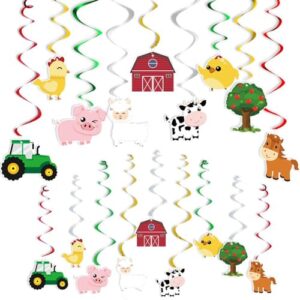 wernnsai farm animals hanging party decorations - barnyard theme party supplies hanging swirl for kids birthday, baby shower decor