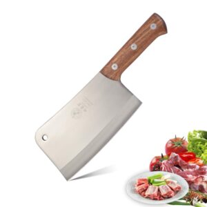 dengjia heavy-duty cleaver 7.5 inch chinese bone chopper knife with full tang wooden handle butcher knife for bones