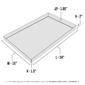 Ice Maker Drain Pan - 24" x 15" x 2" - Steel-Flat Black | Water Damage Prevention | No Leak | Made in The USA | Welded Water Tight | Killarney Metals