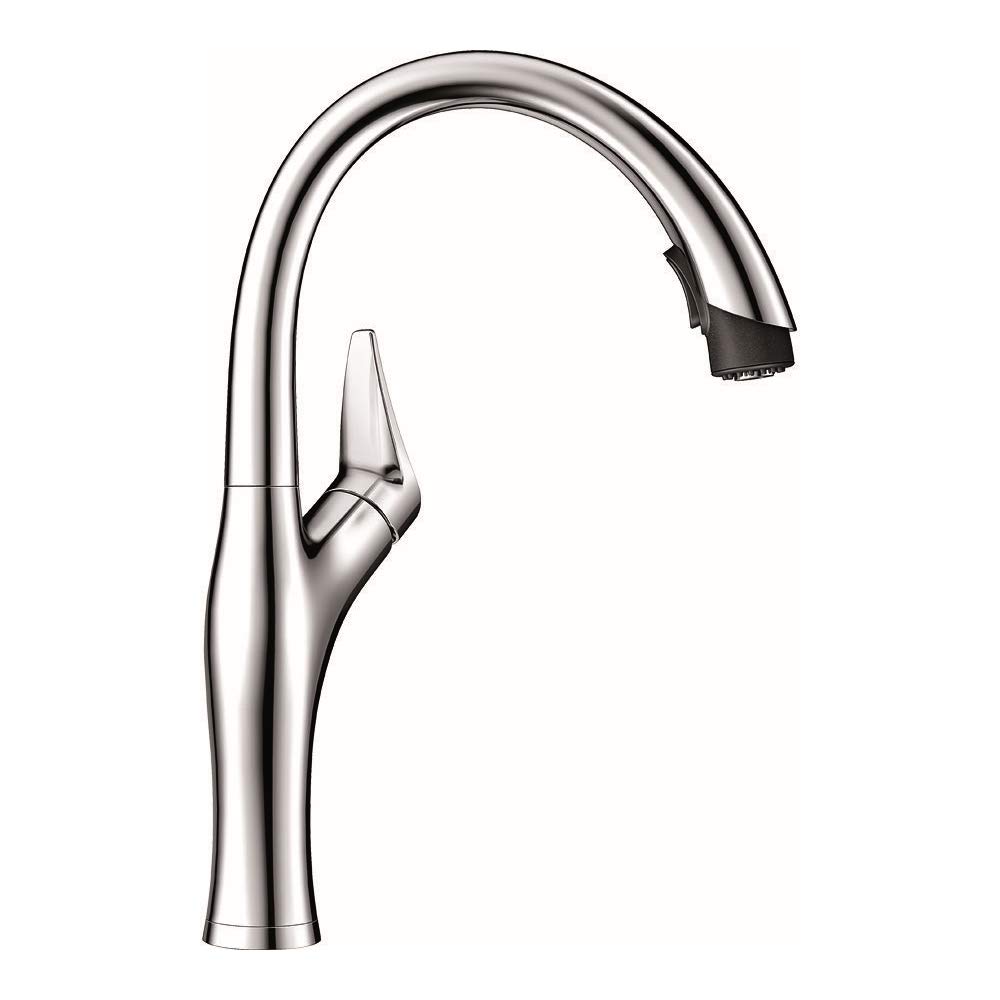 BLANCO KF-442038 Artona Pull-Down Kitchen Faucet with Soap Dispenser, Polished Chrome