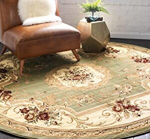 Unique Loom Versailles Collection Area Rug - Henry (3' 1" Round Green/Cream)