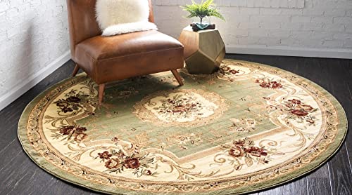 Unique Loom Versailles Collection Area Rug - Henry (3' 1" Round Green/Cream)