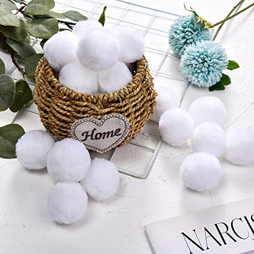 WILLBOND Christmas Large White Pom Poms for Crafts Giant Acrylic Pompoms Christmas Holiday Costume Pom Fluffy Pompom Ball Fuzzy Big White Pom Pom for DIY Supplies Party Decoration, 2 Inch(30 Pieces)