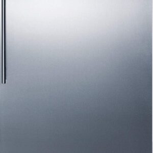 Summit Appliance CT661WSSHVADA 24" Wide Refrigerator-Freezer, ADA Compliant; Cycle Defrost; Stainless Steel Door; Professional Thin Handle; Adjustable Glass Shelves; Wine Shelf; White Cabinet