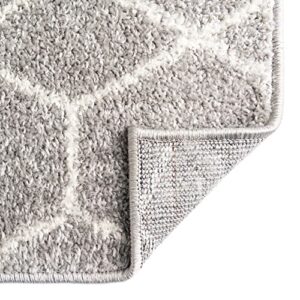 Unique Loom Trellis Frieze Collection Area Rug - Geometric (3' Square, Light Gray/ Ivory)