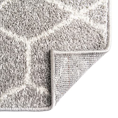 Unique Loom Trellis Frieze Collection Area Rug - Geometric (3' Square, Light Gray/ Ivory)