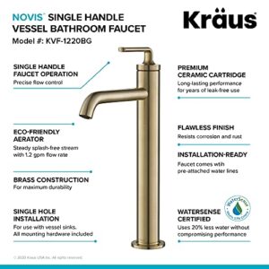 KRAUS Novis Single Handle Vessel Sink Bathroom Faucet with Pop-Up Drain in Matte Black, KVF-1220MB