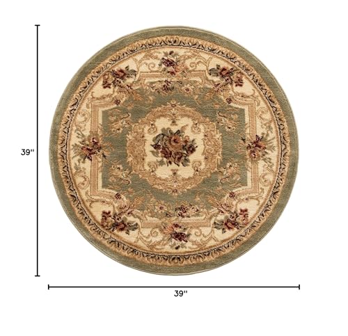 Unique Loom Versailles Collection Area Rug - Henry (3' 1" Round Green/Cream)