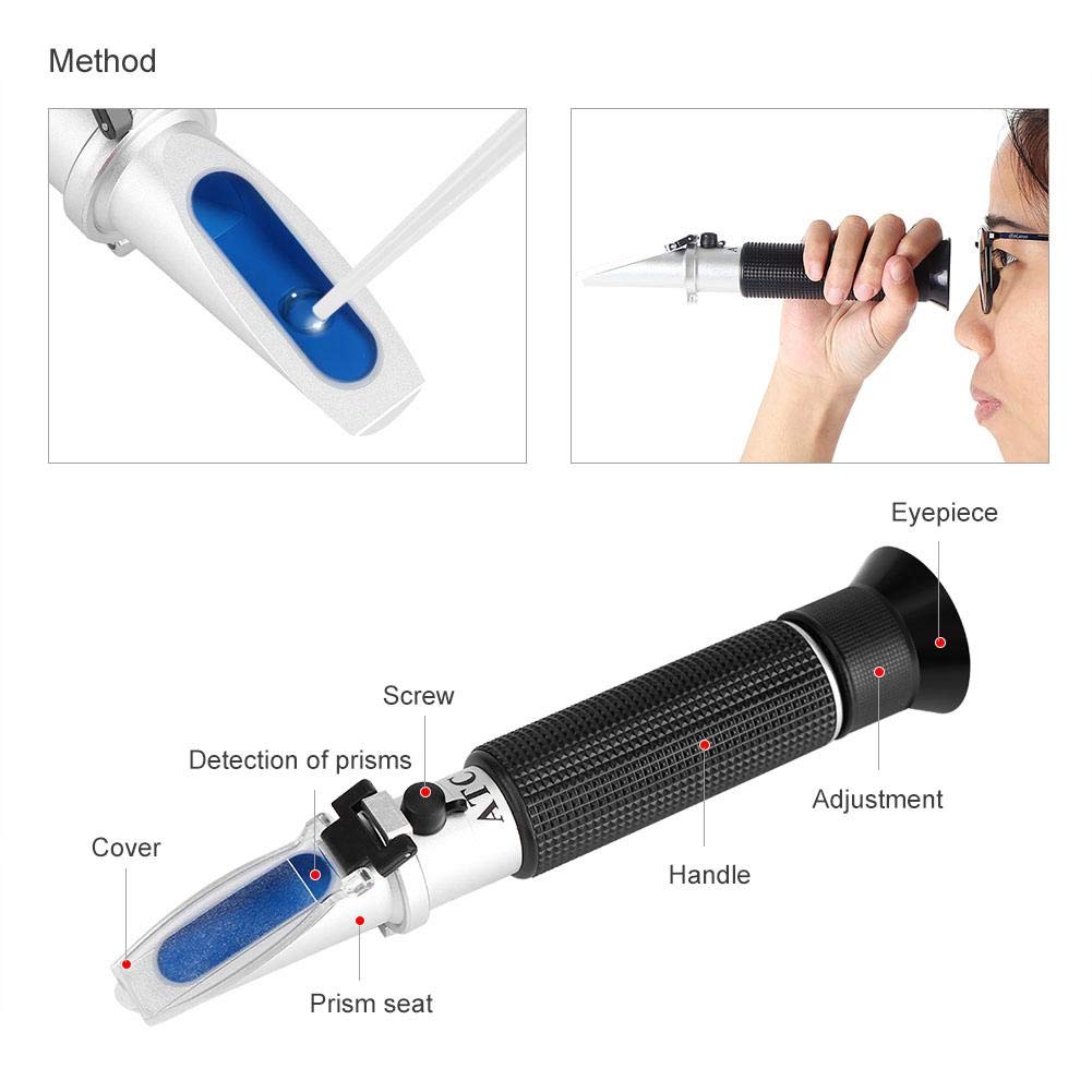 Refractometer,Alcohol Tester,Hydrometer Alcohol,Handheld Wine Tester Meter Measure Instrument,Wine Refractometer Alcohol 0-80% Test Refractometer