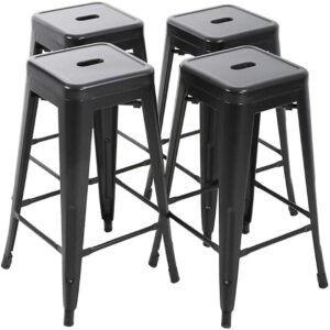 fdw set of 4 bar stools 30 inches metal bar stool counter height bar stoolspatio stool stackable barstools kitchen counter stool indoor/outdoor stool metal bar stools moden dining chairs