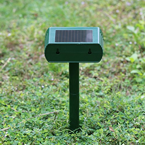 Animal Repellent Solar Powered Ultrasonic Animal Repellent Motion Sensor and Flashing Light Outdoor Weatherproof Farm Garden Lawn for Cat Dog Coyote Bird Skunk Snake Raccoon Rabbit Squirrel (1 Pack)