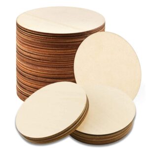 wliang 25 pcs 4 inch wood circles, unfinished wood circles round disc cutouts, 1/9 inch blank round wooden circles for diy crafts, painting, staining, coasters making, home decorations