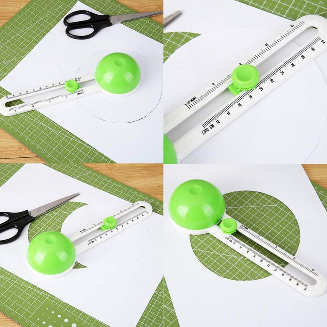 Circle Cutter Paper Trimmer Scrapbooking Circular Cutter Craft Cutting Tool, Rotary Cutter for Cardstocks (Included 3 Blades) (Green)