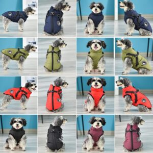 Gyuzh Dog Coat with Harness Winter Dog Coat Fleece Dog Jacket Waterproof Dog Coat Zipper Dog Jacket Puppy Coat Small Dog Clothes Dog Coat with Reflective Harness for Smal Medium Large Dogs