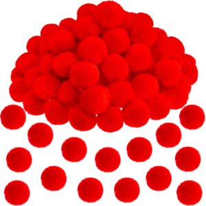 40 pieces christmas red pom poms crafts acrylic pom poms balls costume pompoms decorations for diy hobby supplies christmas holiday costume accessories party decorations, 1.5 inch, over 6 years old