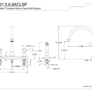 Kingston Brass KB728ACLSP American Classic 8" Centerset Kitchen Faucet, Brushed Nickel, 10.25 x 8.63 x 10.81