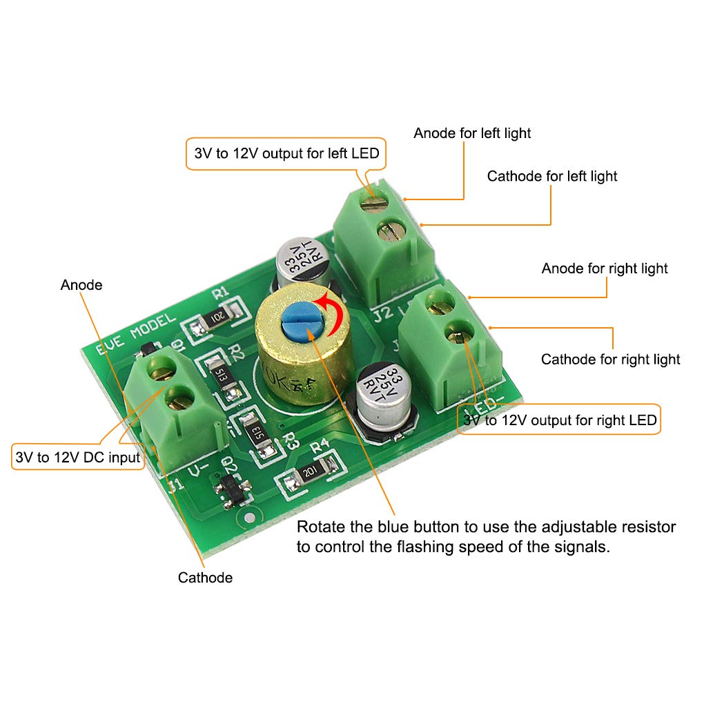 2PCS Compact Circuit Board Flasher to Flash Crossing Signals Alternately PCB006-2-AMUS