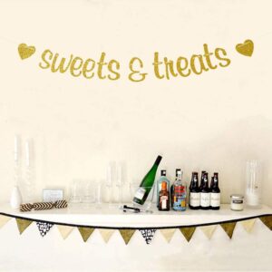 Sweets & Treats Banner Birthdy Wedding Baby Shower Bridal Shower Party Decorations Glittery Bar Party Photo Booth Props