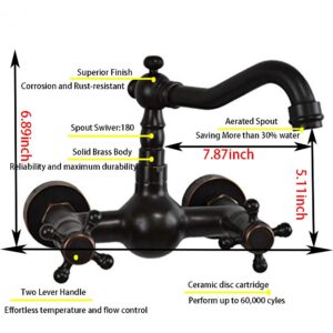 GGStudy Wall Mounted Kitchen Or Bathroom Sink Faucet with 2 Cross Handle Oil Rubbed Bronze