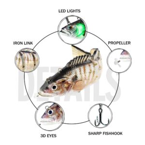 Robotic Swimming Lure,ODS Electric Fishing Lure 4 Segment Jointed Swimbait USB Rechargeable Robotic Lure for Bass Trout Pike