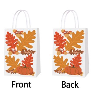 BCHOCKS 16 Pieces Fall Gift Bags - Maple leaf/Pumpkin/Chestnut Design Elements Gift Bags with Handles, Great for Fall Themed Wedding, Birthday Party Favors, Bridal Shower