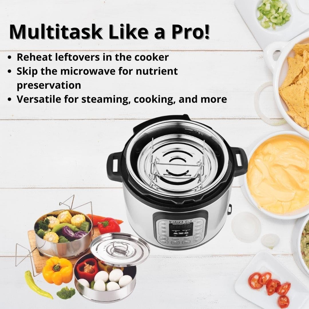 Stackable Stainless Steel Insert Pans - 8QT- Inserts for Instant Pot - Pan for Instapot - Accessories for Instant Pot- Size 8QT - Pressure Cooker Steamer Pan Accessories (8QT)