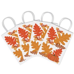 BCHOCKS 16 Pieces Fall Gift Bags - Maple leaf/Pumpkin/Chestnut Design Elements Gift Bags with Handles, Great for Fall Themed Wedding, Birthday Party Favors, Bridal Shower