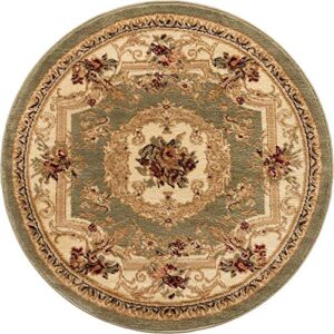 Unique Loom Versailles Collection Area Rug - Henry (3' 1" Round Green/Cream)