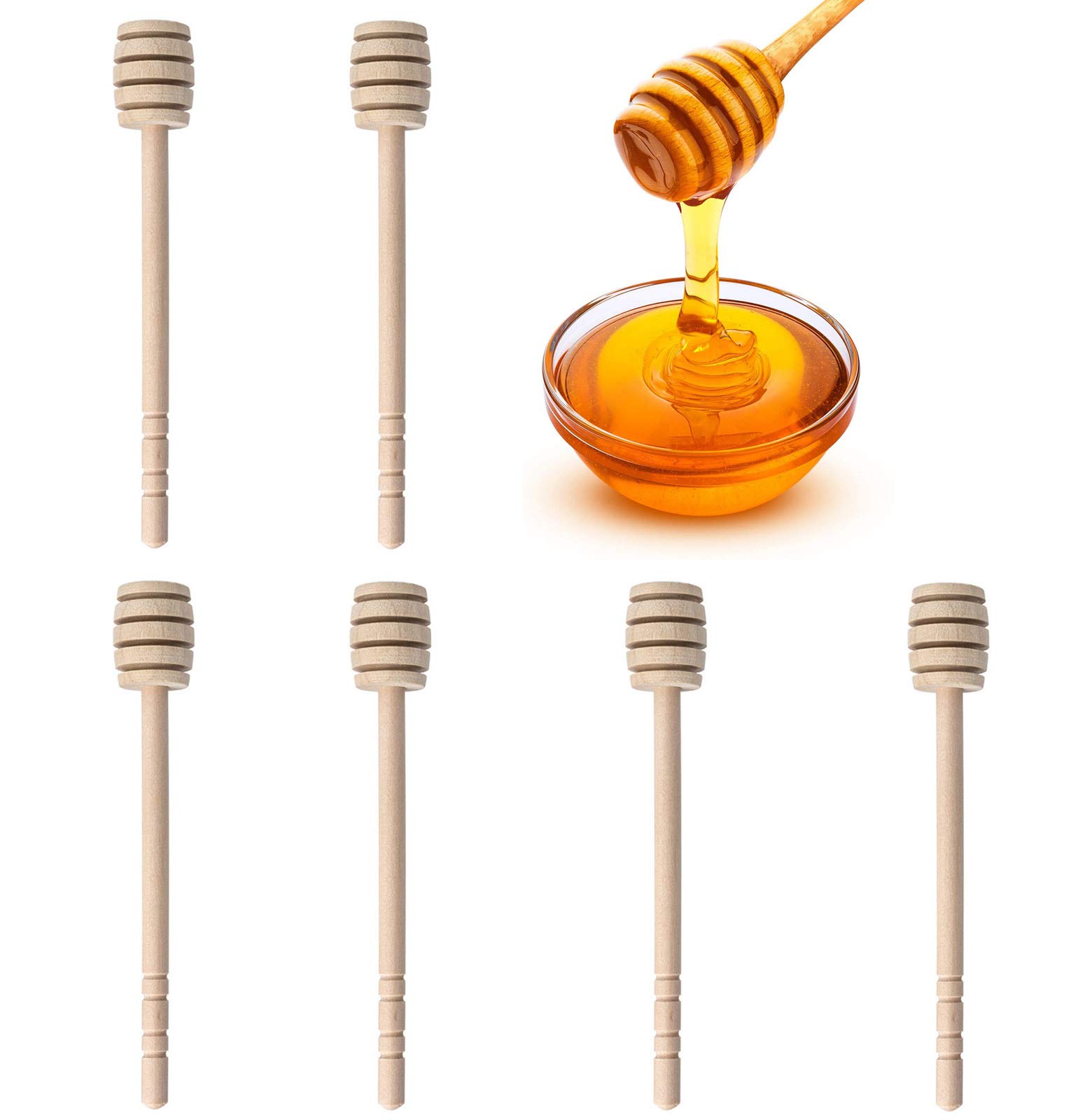 GIYOMI Honey Dipper Stick for Honey Jar Dispense Drizzle Honey,6 Pcs 6inch / 15cm Wood Honey Dippers Sticks - Honey Spoons - Honeycomb Stick