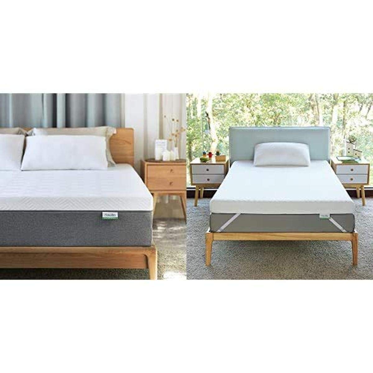 Novilla Twin Mattress, 10 inch Gel Memory Foam Twin Size Mattress, Medium Firm & 2 Inch Ultra Soft Twin Mattress Topper with Removable Bamboo Cover, Twin Size