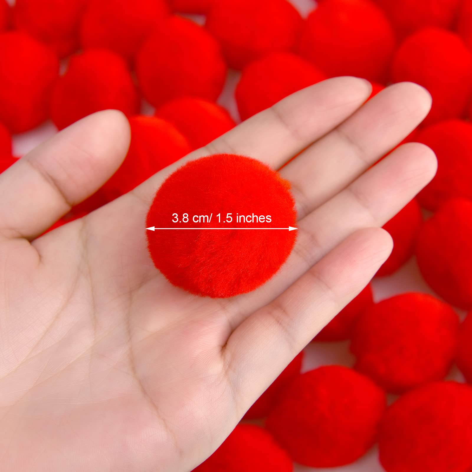 40 Pieces Christmas Red Pom Poms Crafts Acrylic Pom Poms Balls Costume Pompoms Decorations for DIY Hobby Supplies Christmas Holiday Costume Accessories Party Decorations, 1.5 Inch, Over 6 Years Old