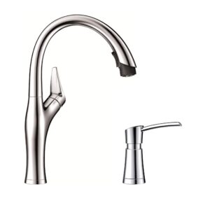 blanco kf-442038 artona pull-down kitchen faucet with soap dispenser, polished chrome