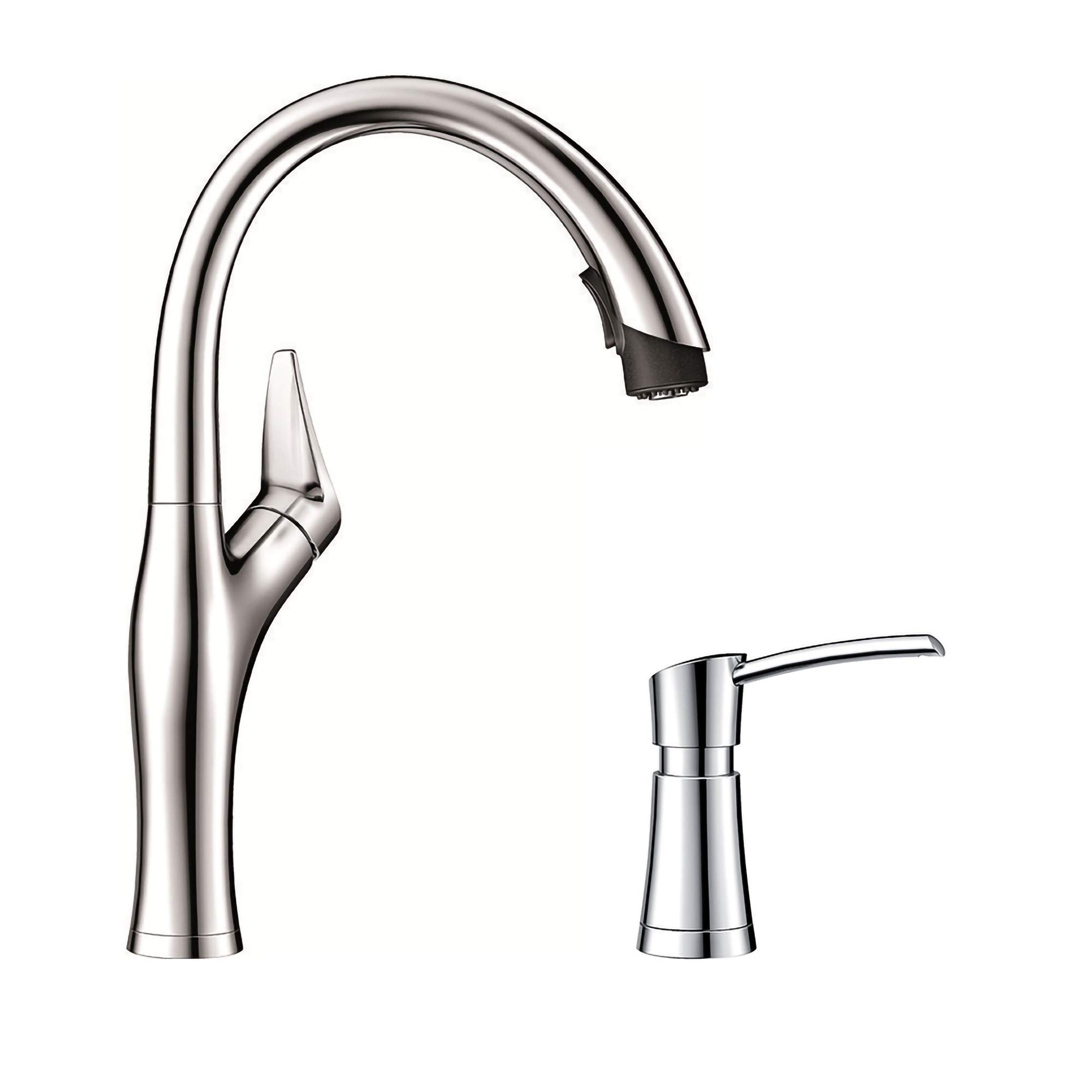 BLANCO KF-442038 Artona Pull-Down Kitchen Faucet with Soap Dispenser, Polished Chrome