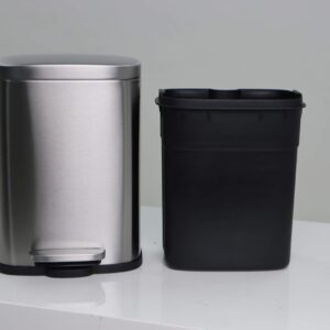 Eviva Totti 1.3 Gallon Stainless Steel Matte Finish Rectangular Trash Can with Soft Closing Lid