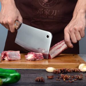 DENGJIA Heavy-Duty Cleaver 7.5 Inch Chinese Bone Chopper Knife With Full Tang Wooden Handle Butcher Knife for Bones