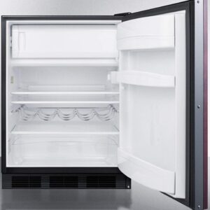 Summit Appliance CT663BKBIIFADA 24" Wide Built-In Refrigerator-Freezer, ADA Compliant (Panel Not Included); 5.1 cu.ft; Cycle Defrost with Deluxe Interior; Adjustable Glass Shelves