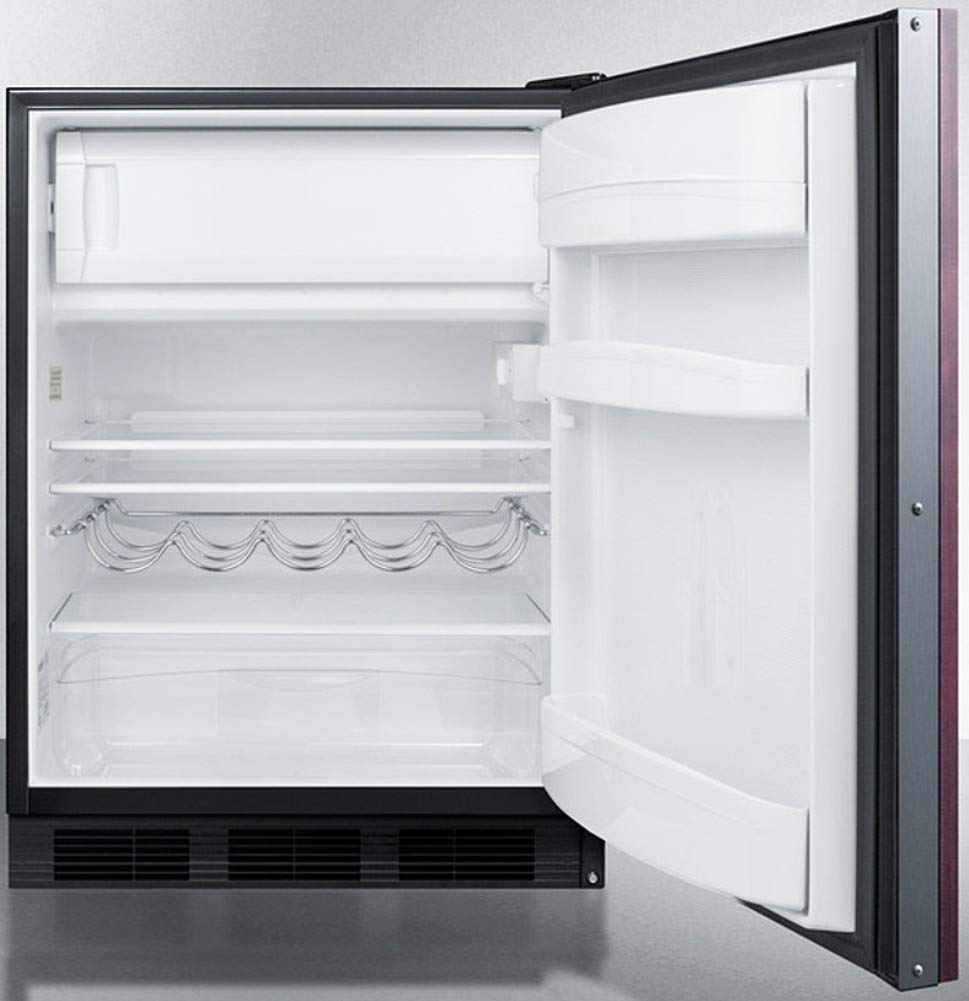 Summit Appliance CT663BKBIIFADA 24" Wide Built-In Refrigerator-Freezer, ADA Compliant (Panel Not Included); 5.1 cu.ft; Cycle Defrost with Deluxe Interior; Adjustable Glass Shelves