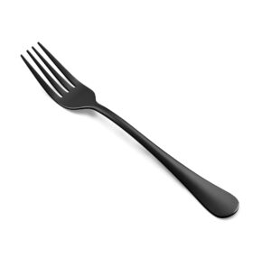 black salad forks set for 8, stainless steel 6.8-inch dessert fork 8-piece, mirror polished, dishwasher safe