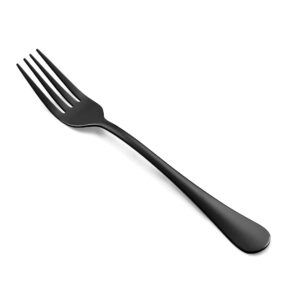 Black Salad Forks Set for 8, Stainless Steel 6.8-Inch Dessert Fork 8-Piece, Mirror Polished, Dishwasher Safe