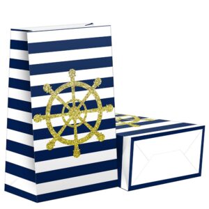 SamPartyShop Nautical Goodie Bags - 24 Pcs Nautical Party Favors Candy Bags with Stickers, Nautical Goody Gift Treat Bags Nautical Themed Birthday Party Supplies