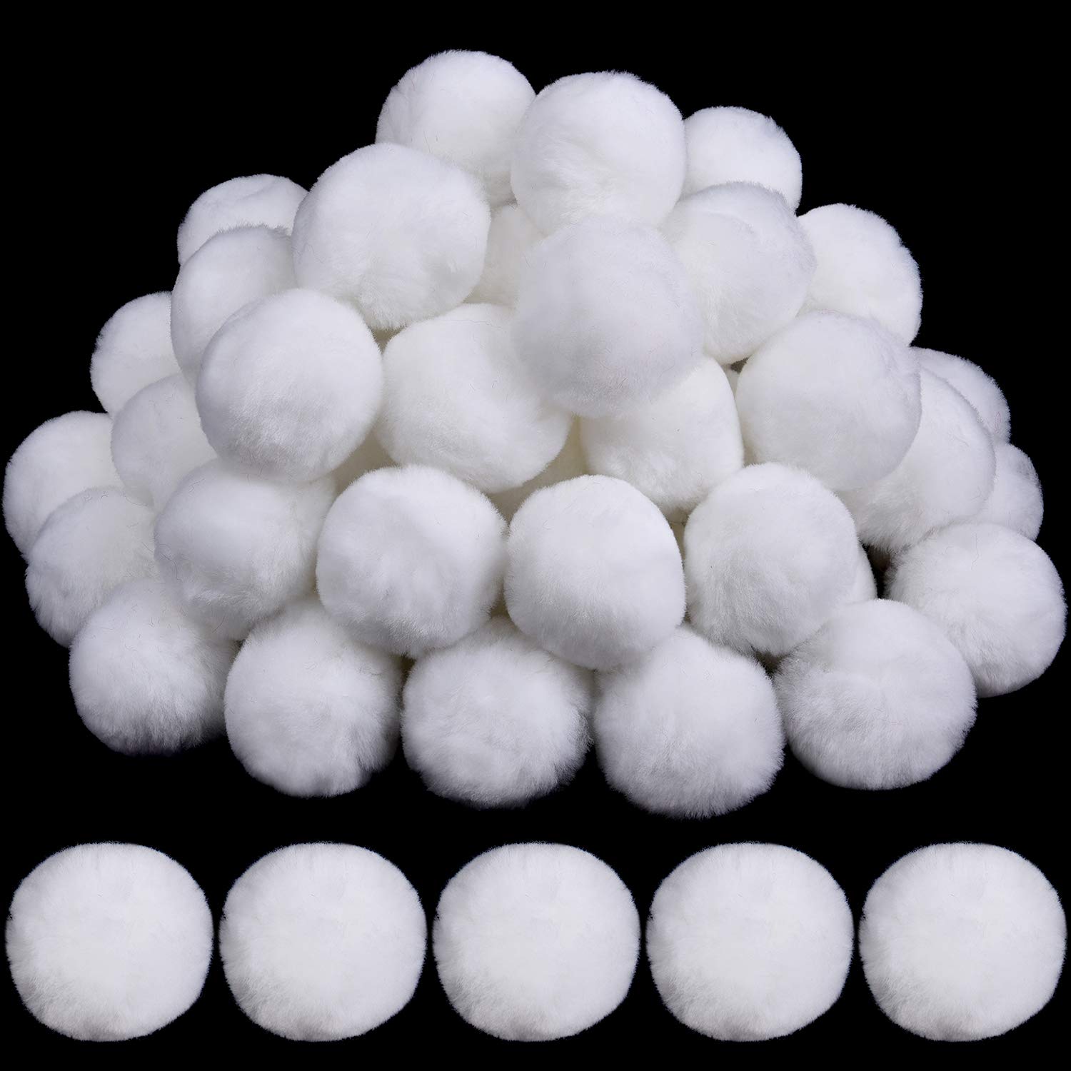 WILLBOND Christmas Large White Pom Poms for Crafts Giant Acrylic Pompoms Christmas Holiday Costume Pom Fluffy Pompom Ball Fuzzy Big White Pom Pom for DIY Supplies Party Decoration, 2 Inch(30 Pieces)